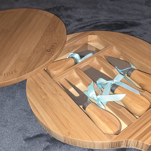 Kitchen | Bamboo Cheese Board Set With Utensils | Poshmark